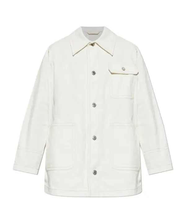 Ami Logo Patch Buttoned Jacket - White