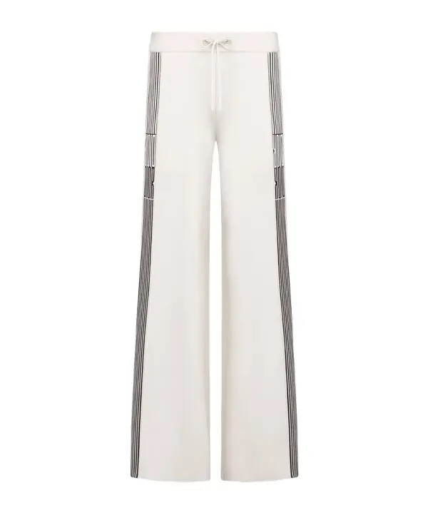 Dior Wide Leg Drawstring Pants With Monogram Detail - White