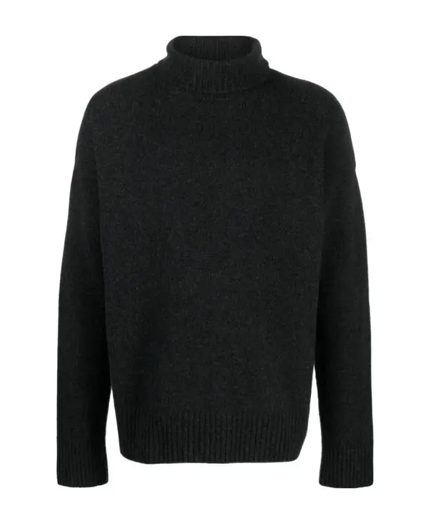 Ami High Neck Knitted Jumper With Elbow Patches