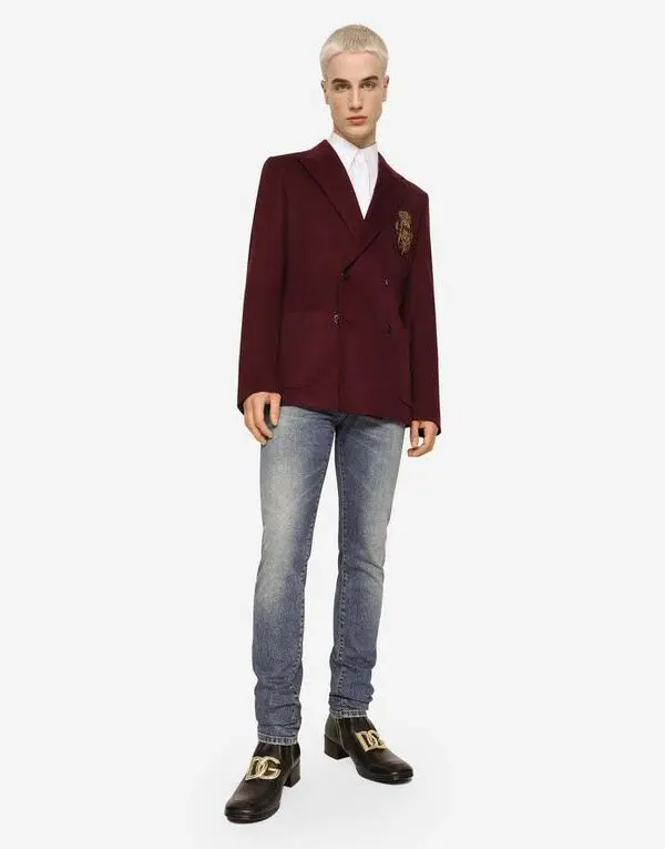 Dolce & Gabbana Embroidered-crest Blazer - Brown