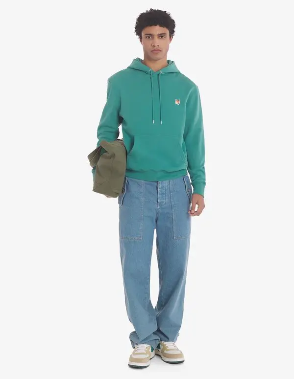 Maison Kitsuné Bold Fox Head Patch Drawstring Hoodie - Blue