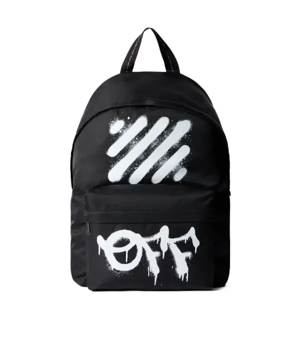 Off-White Logo Printed Zip-up Backpack - Black-white