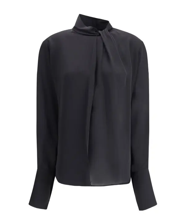 TOM FORD Long Sleeve Satin Blouse - Black