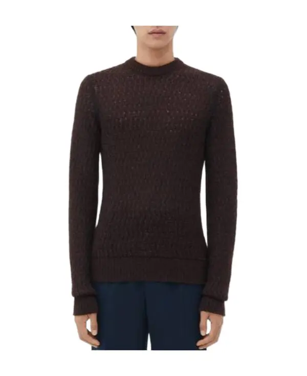 Bottega Veneta Wool Mohair Lace Effect Pullover - Brown