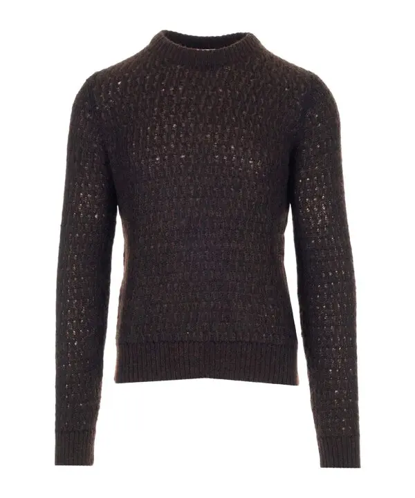 Bottega Veneta Wool Mohair Lace Effect Pullover - Brown