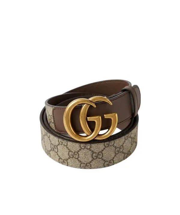 Gucci Double G Buckle Gg Supreme Canvas Belt - Brown