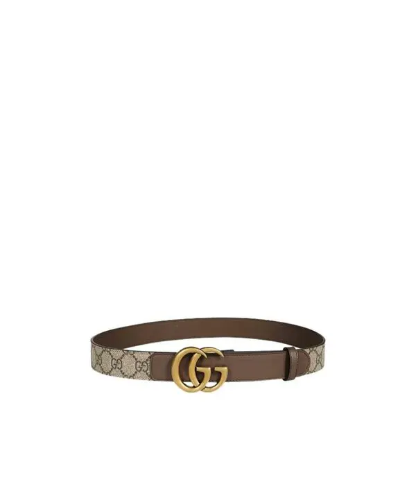 Gucci Double G Buckle Gg Supreme Canvas Belt