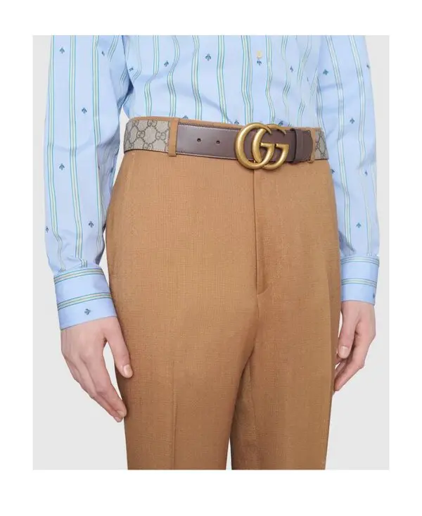 Gucci Double G Buckle Gg Supreme Canvas Belt