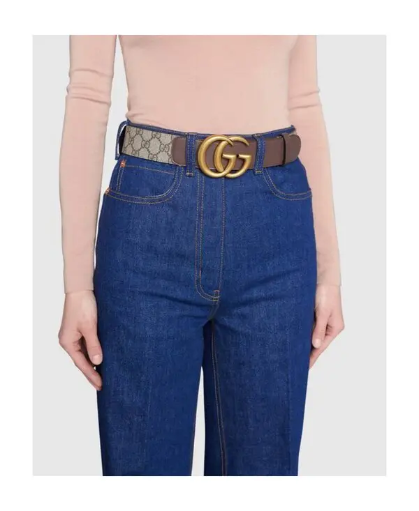Gucci Double G Buckle Gg Supreme Canvas Belt