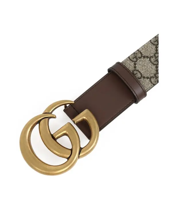 Gucci Double G Buckle Gg Supreme Canvas Belt
