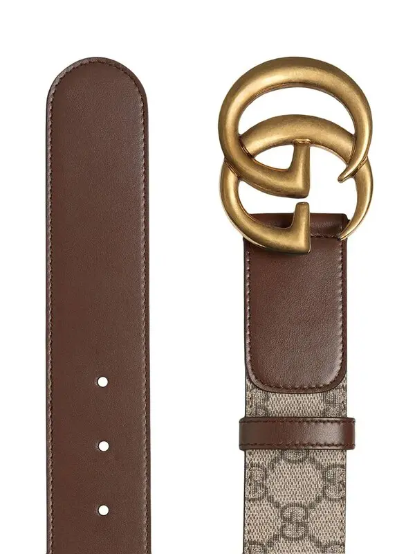 Gucci Double G Buckle Gg Supreme Canvas Belt