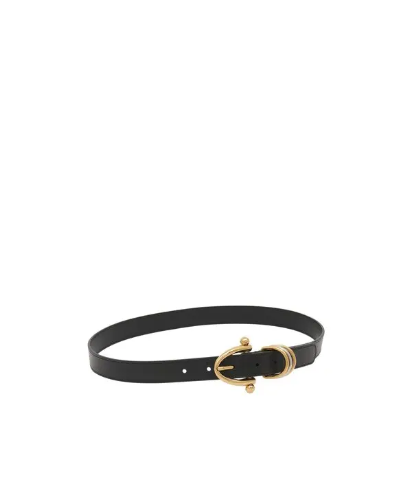 Chloé Leather Belt With Gold And Silver Brass Accessories - Black