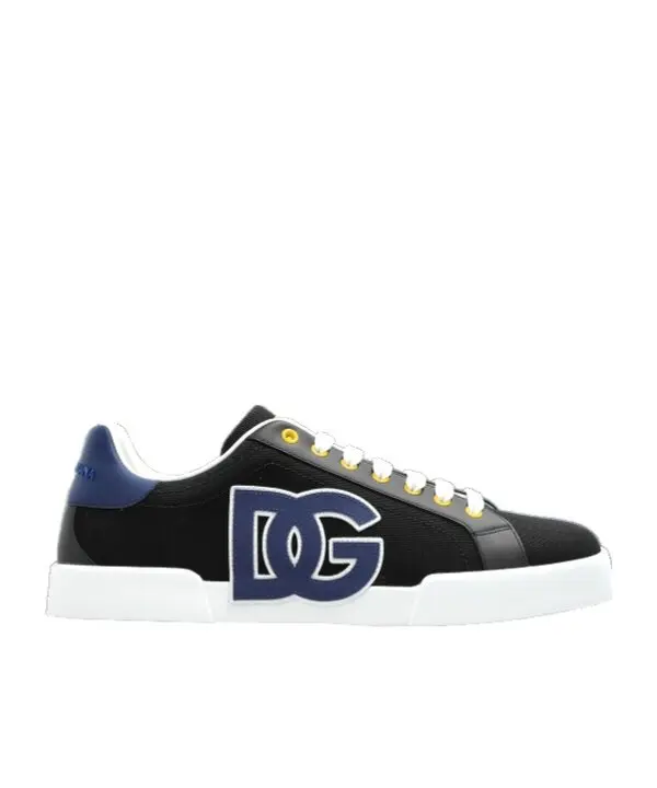 Dolce & Gabbana Portofino Low-top Sneakers With Dg Logo - Black