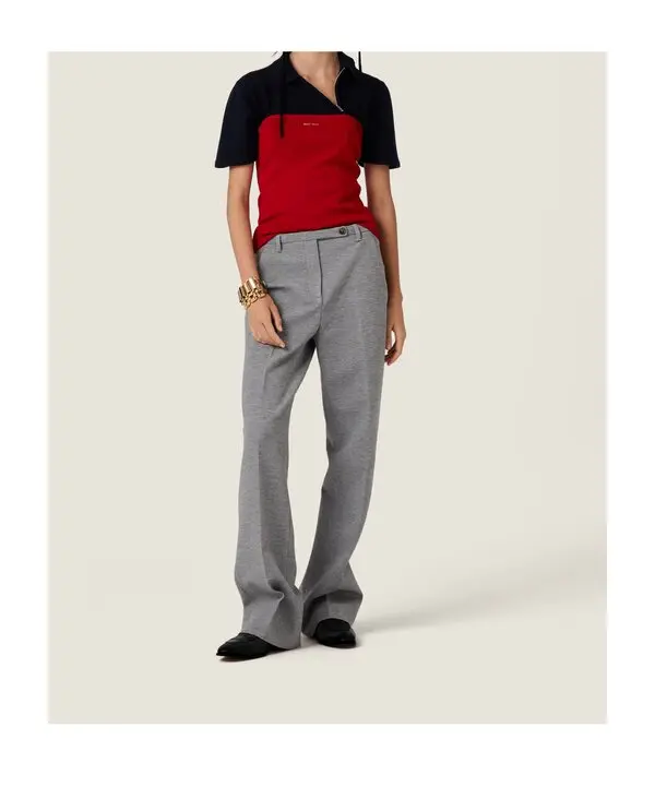 Miu Miu Straight-leg Pleated Trousers - Grey