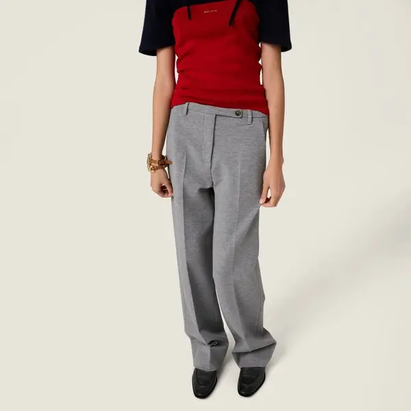 Miu Miu Straight-leg Pleated Trousers - Grey