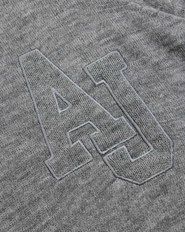 Emporio Armani Round Neck Pullover With Embroidered Logo - Gray