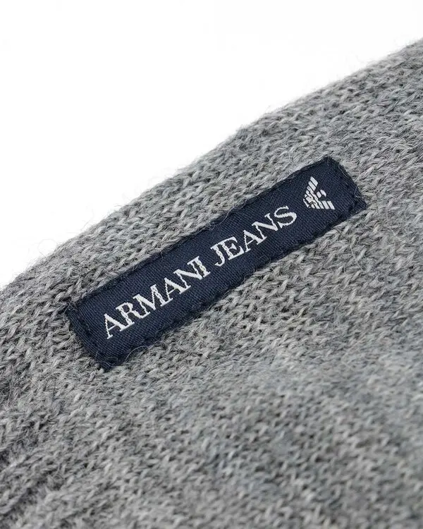 Emporio Armani Round Neck Pullover With Embroidered Logo - Gray