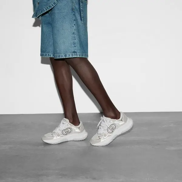 Gucci Ripple Interlocking G Sneakers - White/grey
