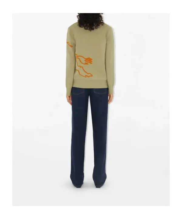 Burberry V-neck Buttoned Cardigan With Equestrian Knight Jacquard