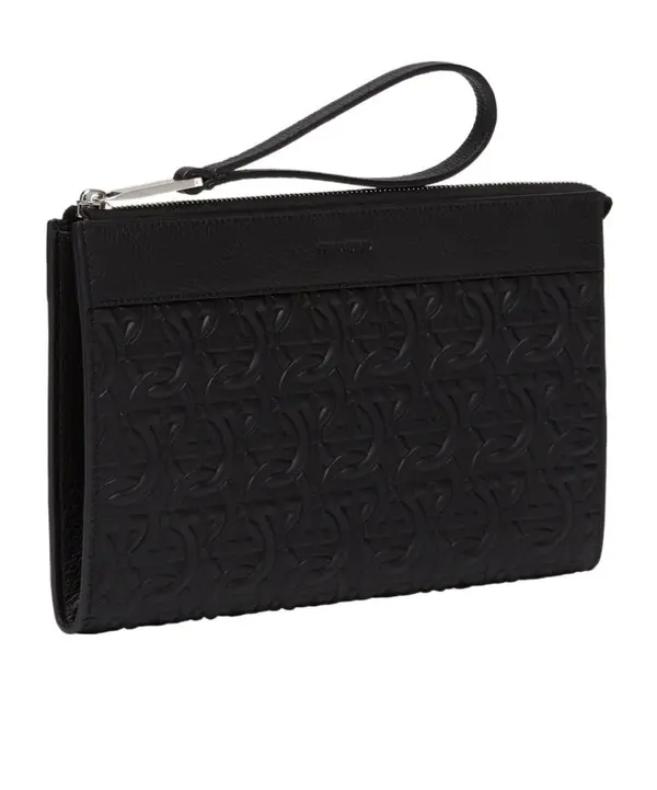 FERRAGAMO Embossed Zip Toiletry Bag