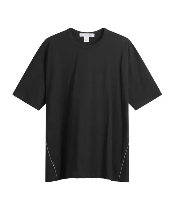 Comme Des Garçons Zipper Detail Crew Neck T-shirt - Black