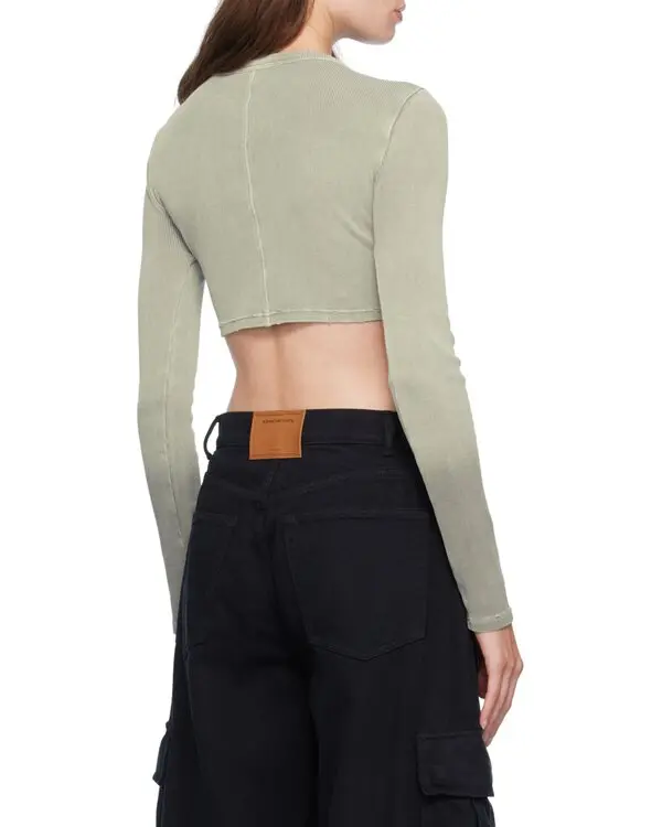 Alexander Wang Cropped Long Sleeve Top With Fluffy Logo