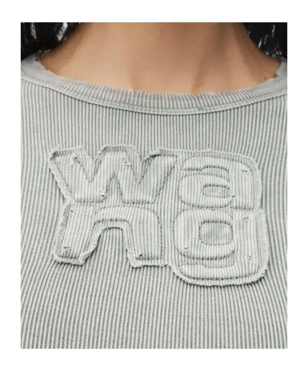 Alexander Wang Cropped Long Sleeve Top With Fluffy Logo