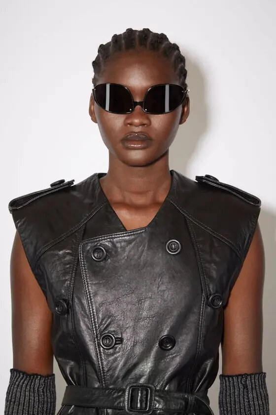 Acne Studios Sleeveless Double-breasted Leather Coat