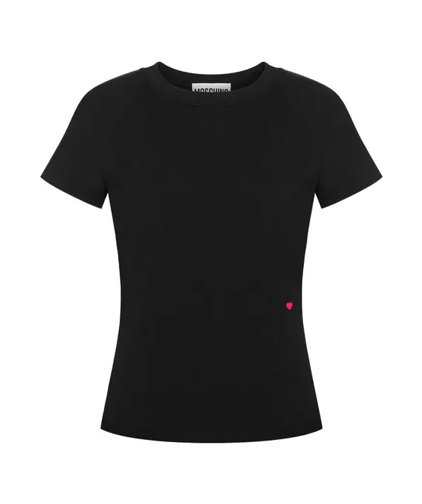 Moschino Heart-embroidered Crewneck T-shirt - Black