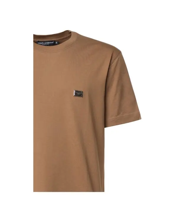 Dolce & Gabbana Dolce Gabbana Logo Tag Crewneck T-shirt - Brown