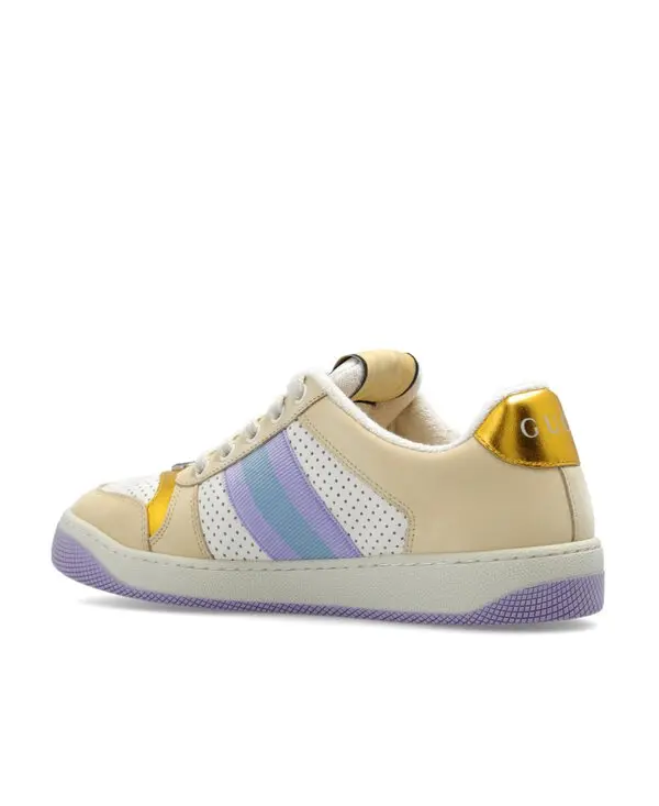 Gucci Screener Leather Sneakers - Nude