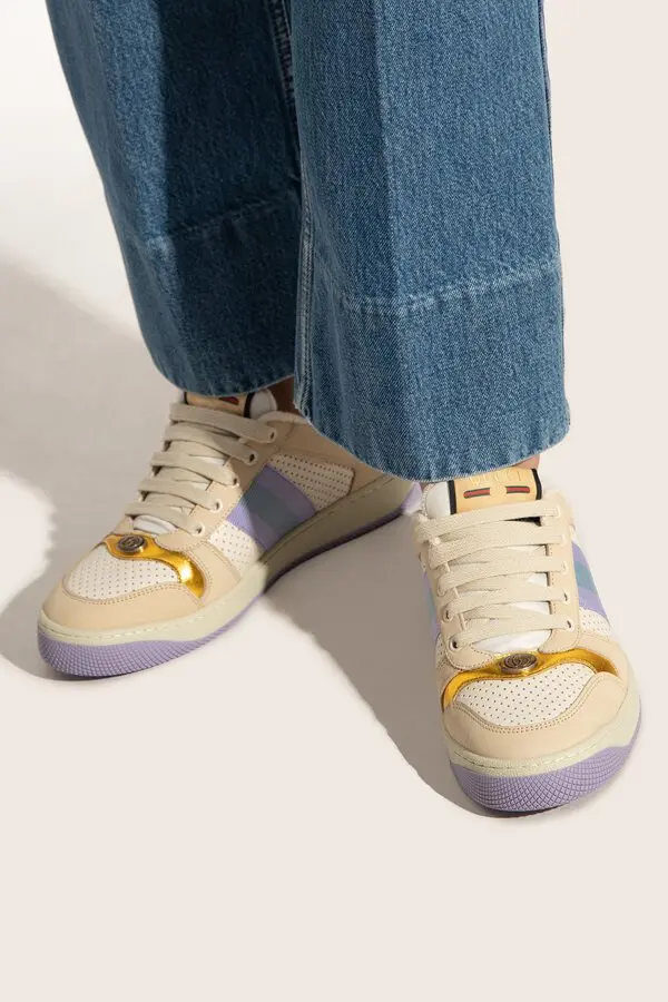 Gucci Screener Leather Sneakers - Nude