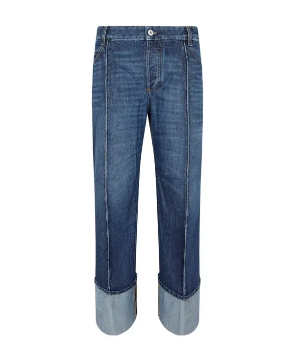 Bottega Veneta Regular Fit Cropped Jeans - Blue