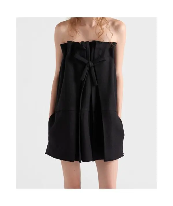 Prada Bow-detailed Pleated Mini Dress