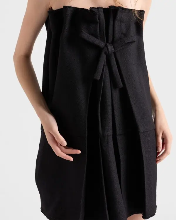 Prada Bow-detailed Pleated Mini Dress
