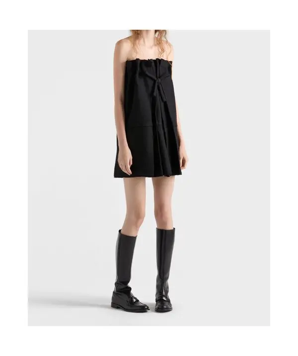 Prada Bow-detailed Pleated Mini Dress