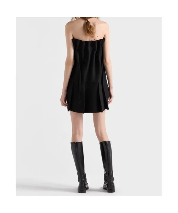 Prada Bow-detailed Pleated Mini Dress