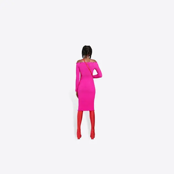 Balenciaga Smocked Off-the-shoulder Long Sleeve Mini Dress
