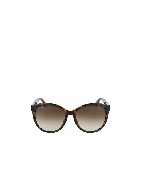 Gucci Tortoiseshell Round Frame Sunglasses With Gg Logo - Brown