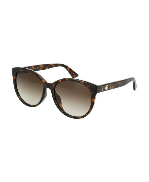 Gucci Tortoiseshell Round Frame Sunglasses With Gg Logo