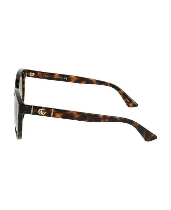 Gucci Tortoiseshell Round Frame Sunglasses With Gg Logo