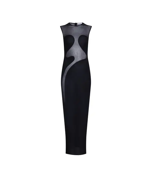 Alaïa Knit Molded Bodycon Maxi Dress - Black