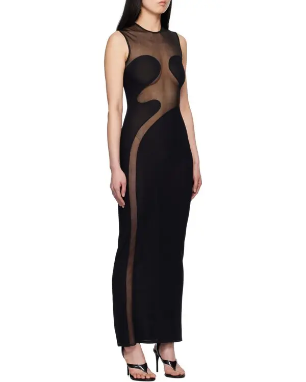 Alaïa Knit Molded Bodycon Maxi Dress - Black
