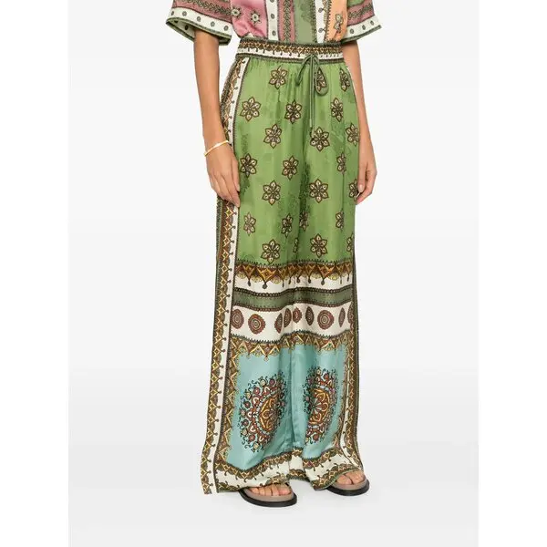 ALEMAIS Drawstring Floral-print Trousers