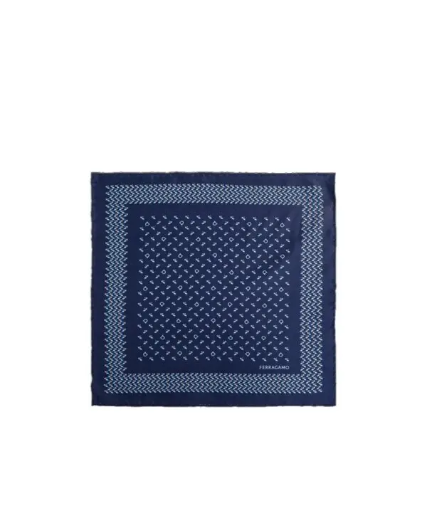FERRAGAMO Square Pocket Square - Navy Blue