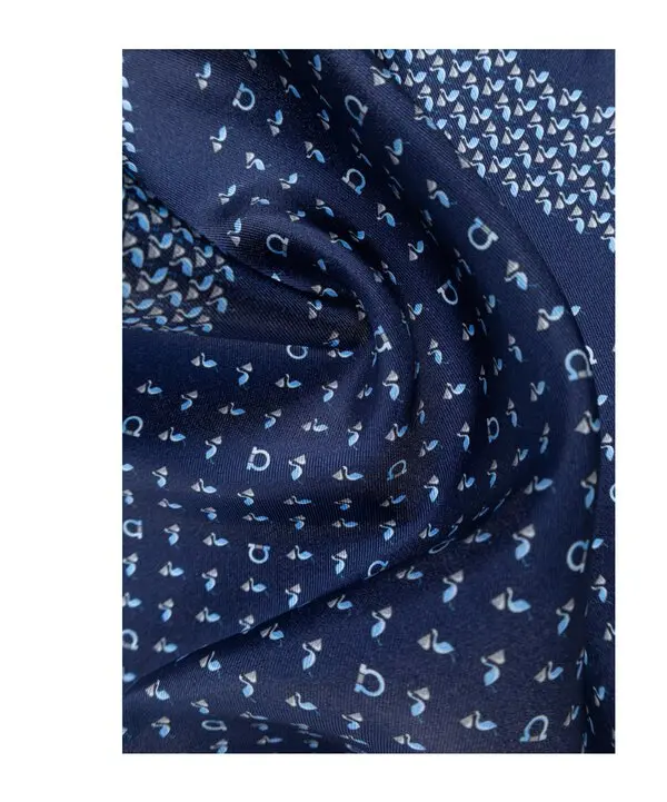 FERRAGAMO Square Pocket Square - Navy Blue