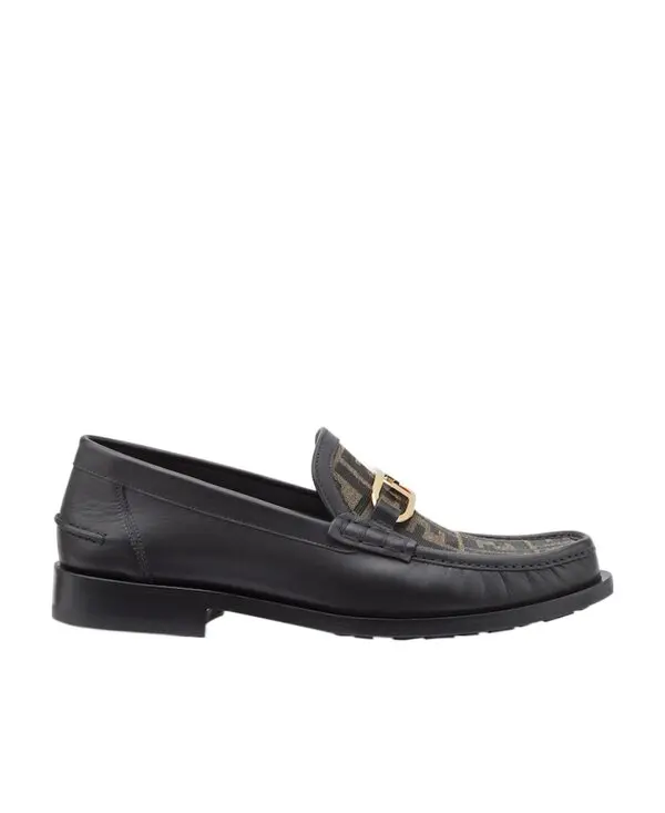 Fendi Ff Logo Pattern Slip-on Loafers - Black