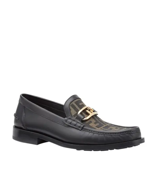 Fendi Ff Logo Pattern Slip-on Loafers - Black