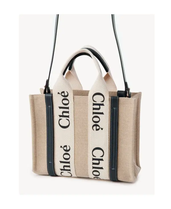 Chloé Logo Canvas And Calfskin Shoulder Bag - Nude