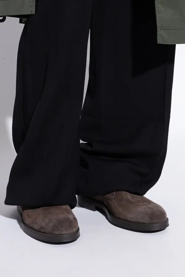 TOD'S Round Toe Lace-up Suede Boots - Brown